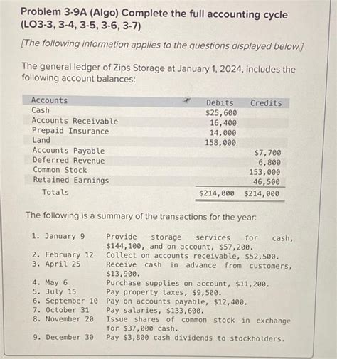 Solved Problem 3 9a Algo Complete The Full Accounting