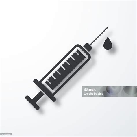 주사기 주사 예방 접종 흰색 배경에 그림자가 있는 아이콘 3차원 형태에 대한 스톡 벡터 아트 및 기타 이미지 3차원 형태 개념 건강 진단 Istock