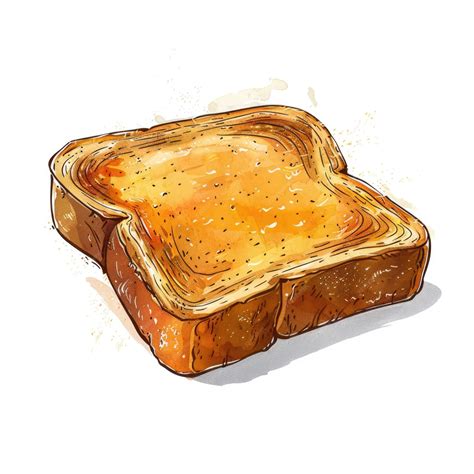 Premium Photo A Slice Of Toast On A White Background Illustration