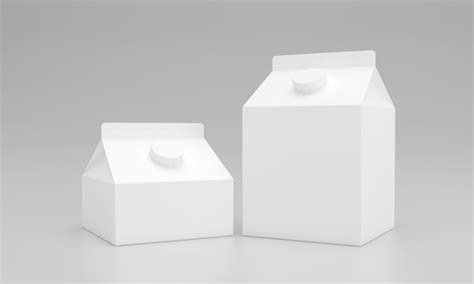 우유 팩 포장 패킷 디자인 3d 렌더링 프리미엄 사진