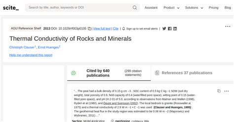[citation Report] Thermal Conductivity Of Rocks And Minerals