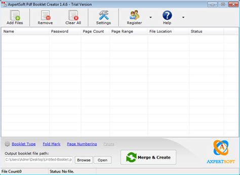 Convert A Pdf Into Booklet Main Window Axpertsoft Com Booklet Creator Software Converts A