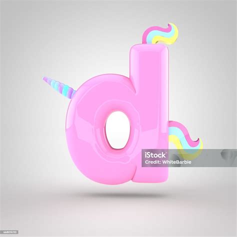 귀여운 유니콘 핑크 편지 D 소문자 0명에 대한 스톡 벡터 아트 및 기타 이미지 0명 3차원 형태 갈기 Istock