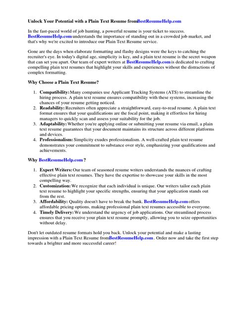 Plain Text Resume Download Free Pdf Résumé Typefaces