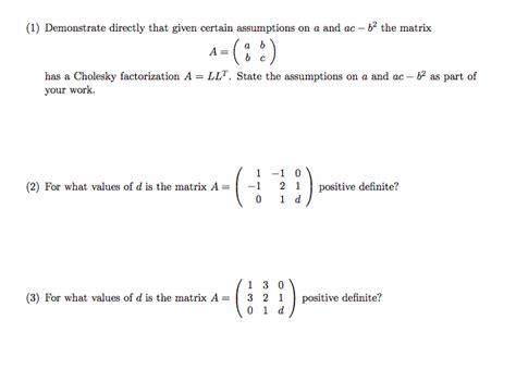 Solved Demonstrate Directly That Given Certain Assumptions