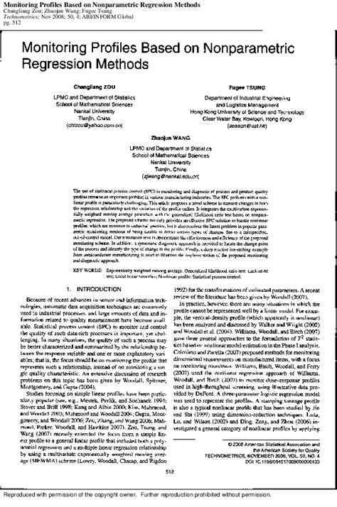 Pdf Monitoring Profiles Based On Nonparametric Regression Methods