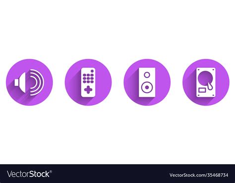 Set Speaker Volume Remote Control Stereo Speaker Vector Image