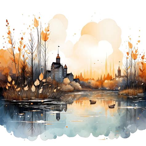 Premium Ai Image Watercolor Of A Shimmer On Still Waters Cattail