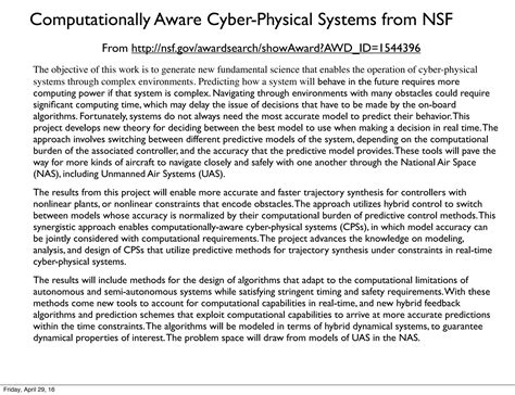 Research And Testbeds In Cyber Physical Systems Ppt