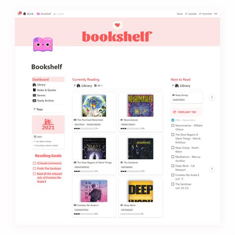 Your Bookshelf On Notion — Elliegons Reading Tracker Notions Templates Your Bookshelf On Notion — Elliegons Reading Tracker Notions Templates
