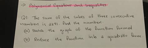 Solved Polynomial Equations And Inequalities Q1 The Sum Chegg Com