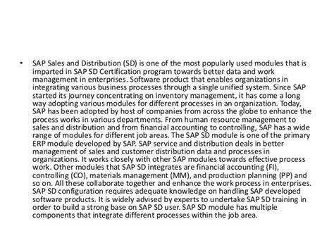 Sap Sales And Distribution Module