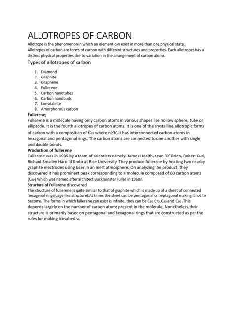 Allotropes Of Carbon Pdf