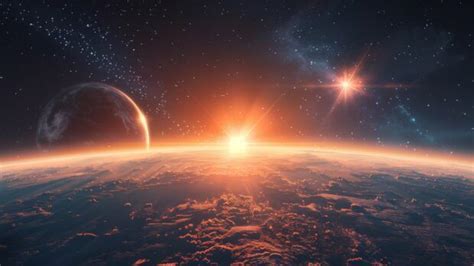 A Mesmerizing View Of A Binary Star System With Two Suns Illuminating A
