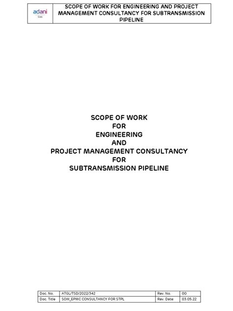 342 Scope Of Work For Engineering And Project Management Consultancy For Subtransmission