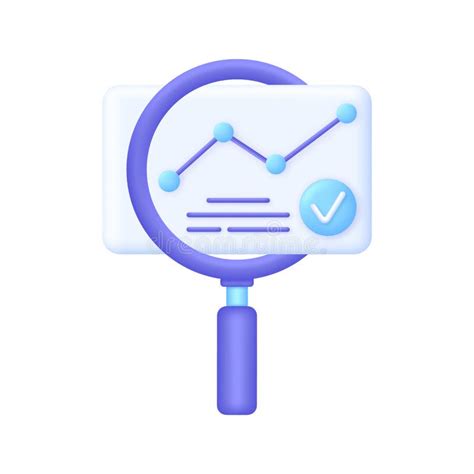 D Evaluate Result Illustration File And Magnifying Glass Concept Of Analyze Project Stock