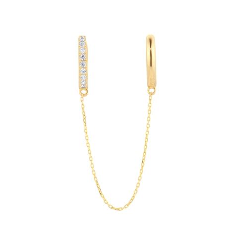 Goldsmiths 9ct Yellow Gold Cubic Zirconia Handcuff Single Huggie