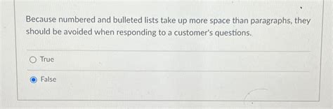 Solved Because Numbered And Bulleted Lists Take Up More Chegg Com