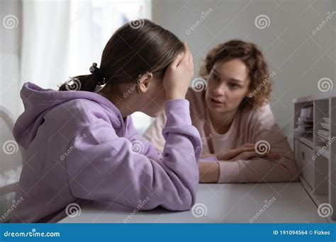 Strict Angry Mother Scolding Teenage Daughter For Bad Exam Results