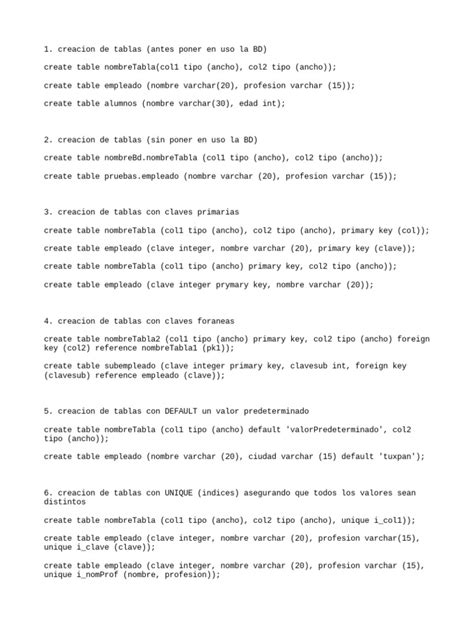 Como Crear Una Base De Datos En Mysql Pdf