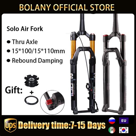 Bolany Mtb 포크 스루 액슬 리바운드 조정 부스트 프론트 서스펜션 15100mm 15110mm 29 인치 테이퍼