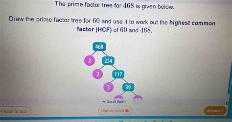 solved the prime factor tree for 468 is given below draw the prime