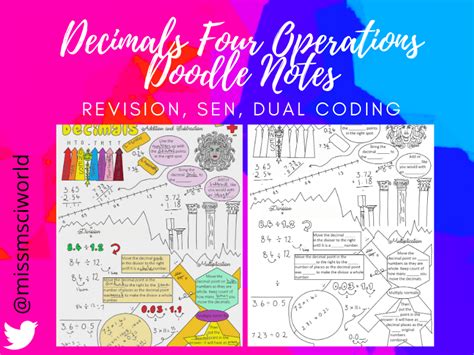 Decimals Four Operations Maths Doodle Notes Teaching Resources