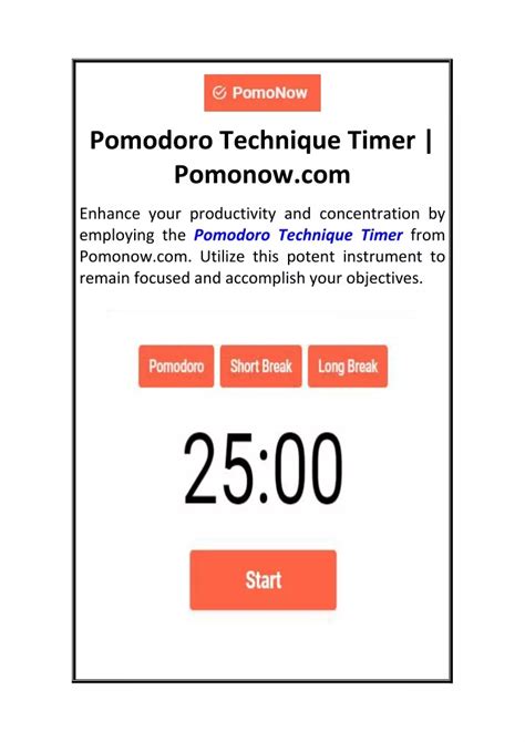 Ppt Pomodoro Technique Timer Powerpoint Presentation