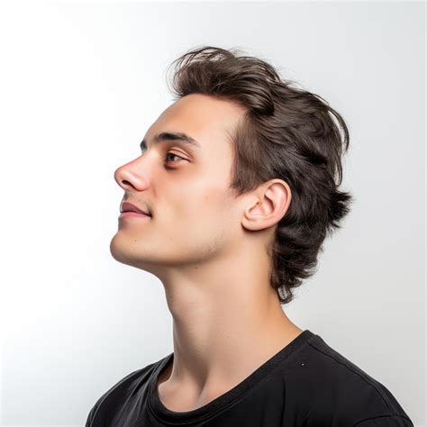 Side View Of A Young Man Face On White Background Generative Ai