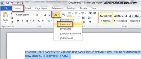 How To Convert All Caps To Lowercase Letters In Word 2010 Nerds Realm