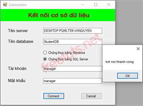 Cách kết nối SQL Server trong C Winforms Freetuts