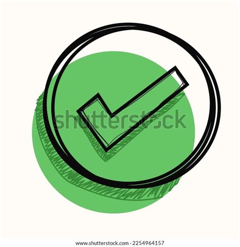 Circle Check Mark Icon Hand Drawn Stock Vector Royalty Free