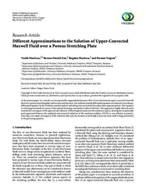 Pdf Different Approximations To The Solution Of Upper Convected