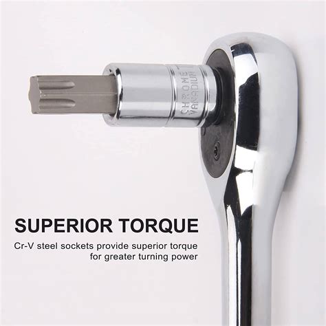 Casoman 60 Piece Torx Bit Socket Set S2 And Cr V Steel E4 E24 T6 T70