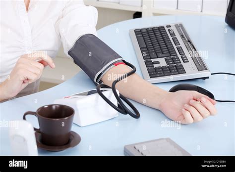 Woman S Hand With Manometer Stock Photo Alamy