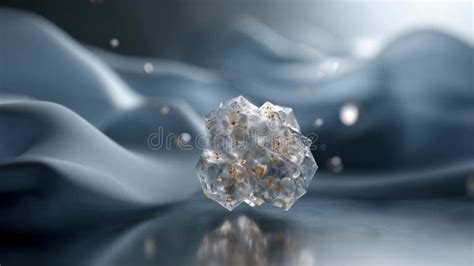 Complex Crystal Structure Rotating Gently On Reflective Surface With