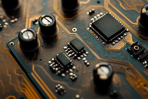 Futuristic Circuit Board With Glowing Components Premium Ai Generated Image