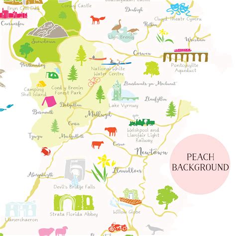 Illustrated Hand Drawn Map Of Wales By Uk Artist Holly Francesca