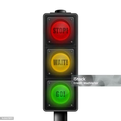 벡터 3d 현실적인 도로 신호등 절연 중지 대기 이동 신호 안전 규칙 개념 디자인 템플릿 정지등 빨간색 노란색 녹색 표시등으로 신호등을 켭니다 인포그래픽 3차원 형태에 대한