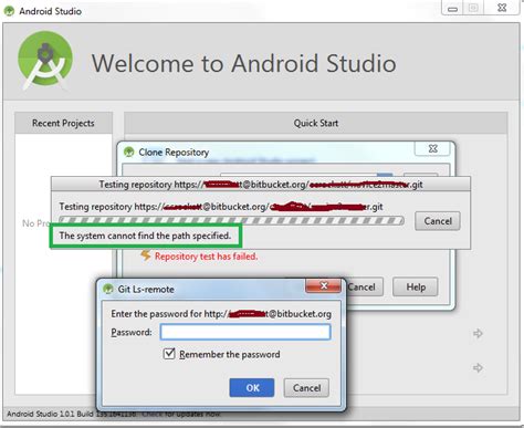 Git Importing A Project From Vcs The System Cannot Find The Path