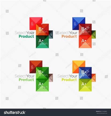 Set Abstract Square Interface Menu Navigation Stock Vector Royalty