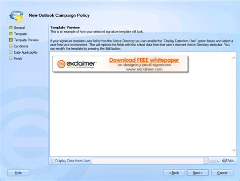 Exclaimer Signature Manager Outlook Edition The New Outlook Policy Wizard