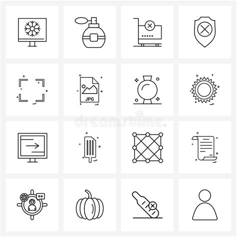 Ui Set Of 16 Basic Line Icons Of File Format File Type Shield File