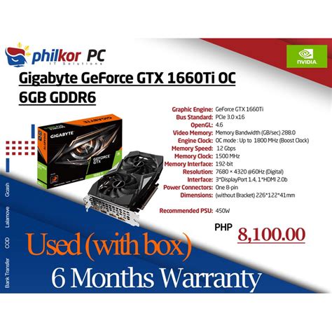 Gigabyte Geforce Gtx 1660ti Oc Used Graphics Card Shopee Philippines