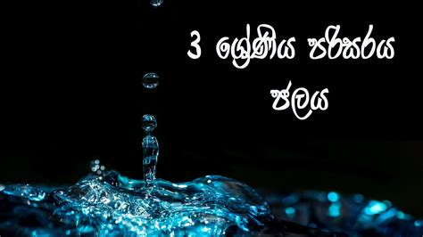 3 ශ්‍රේණිය පරිසරය ජලය Youtube
