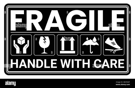 Fragile Package Icons Set Handle With Care Logistics And Delivery Shipping Labels Fragile Box