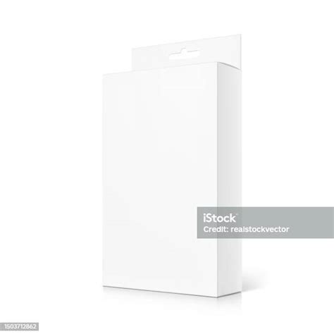 유로 슬롯 행거 모형이 있는 접이식 판지 상자 흰색 배경에 분리된 벡터 그림입니다 전자 화장품 식품 약국 등에 사용할 수 있습니다 3차원 형태에 대한 스톡 벡터 아트 및
