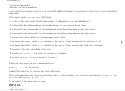 Solved Worth Points Programming Exercise Geometry Chegg
