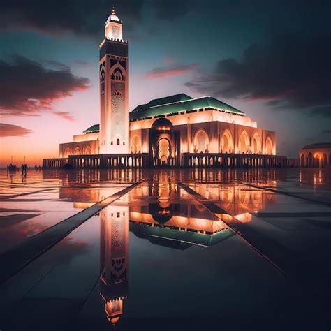 Premium Ai Image Night Shot Of Hassan Ii Mosque In Casablanca Morocco