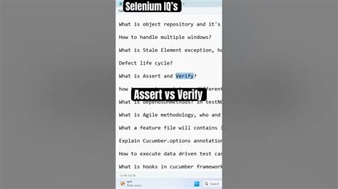 Assert Vs Verify Shorts Ytshorts Selenium Seleniumtekautomation